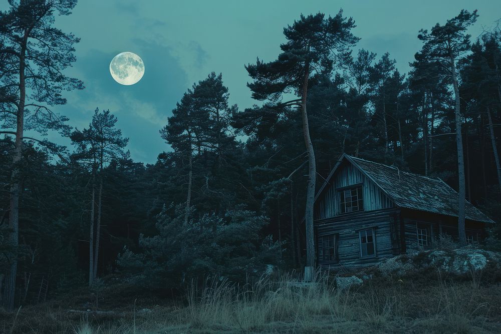 Haunted house night moon architecture. | Free Photo - rawpixel
