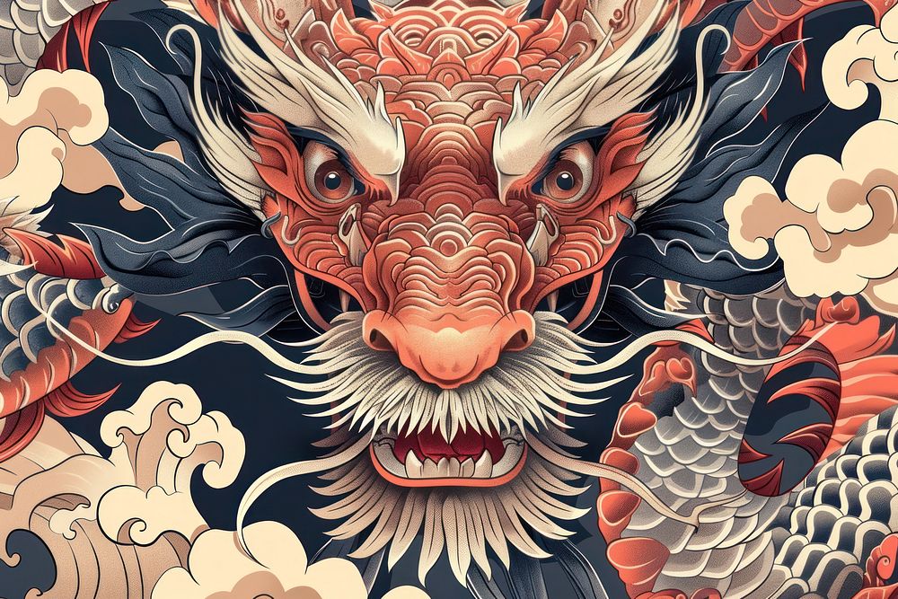 Traditional Asian Dragon graphics pattern | Premium Photo Illustration ...