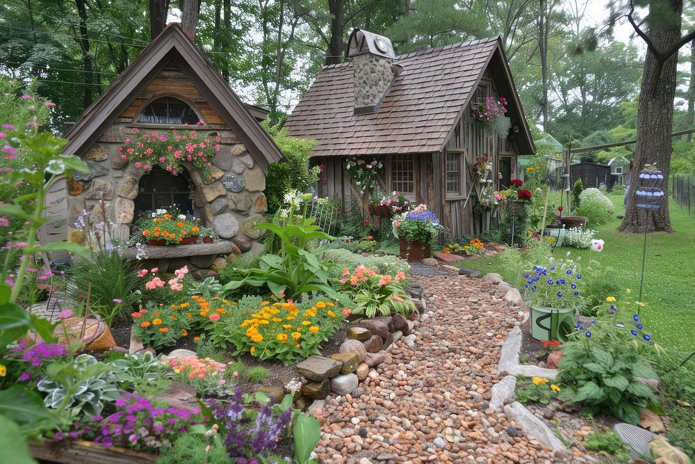 Beautiful flower garden backyard architecture | Free Photo - rawpixel