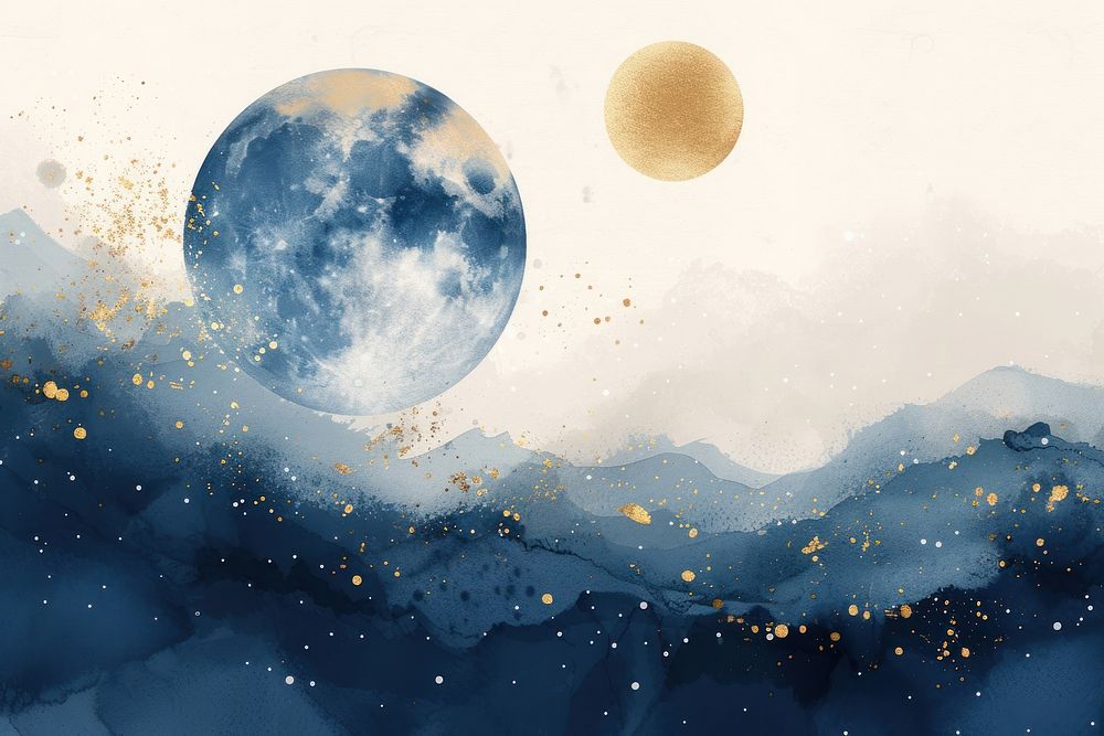 Blue moon watercolor background backgrounds | Premium Photo ...