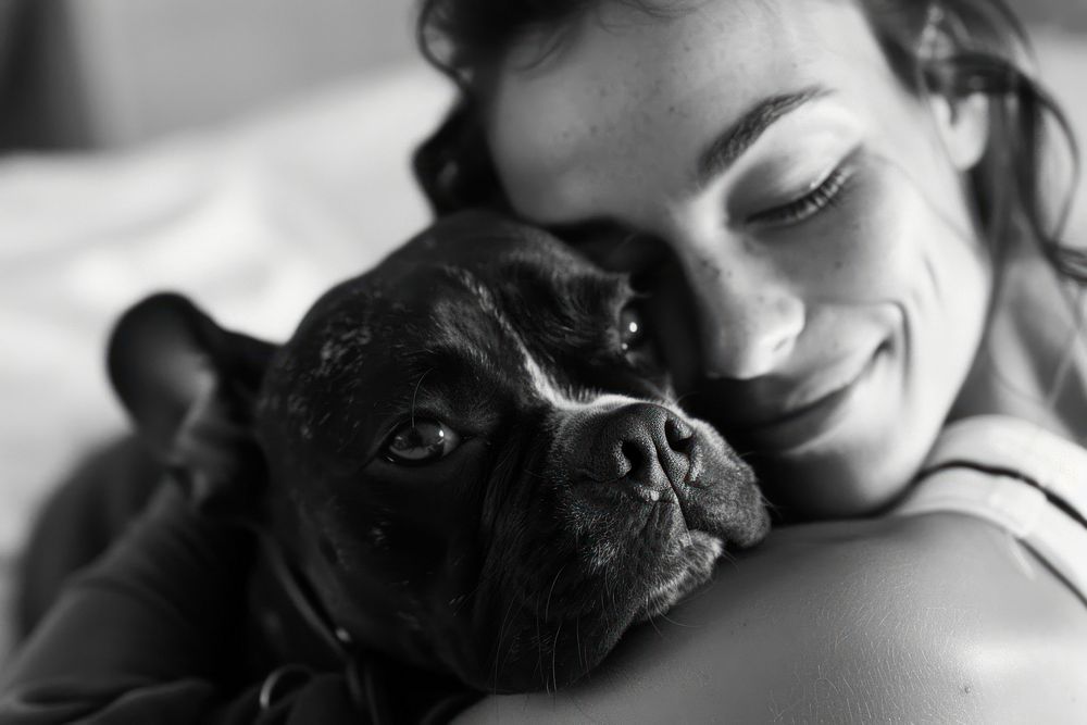 Woman hugging boxer dog portrait | Premium Photo - rawpixel