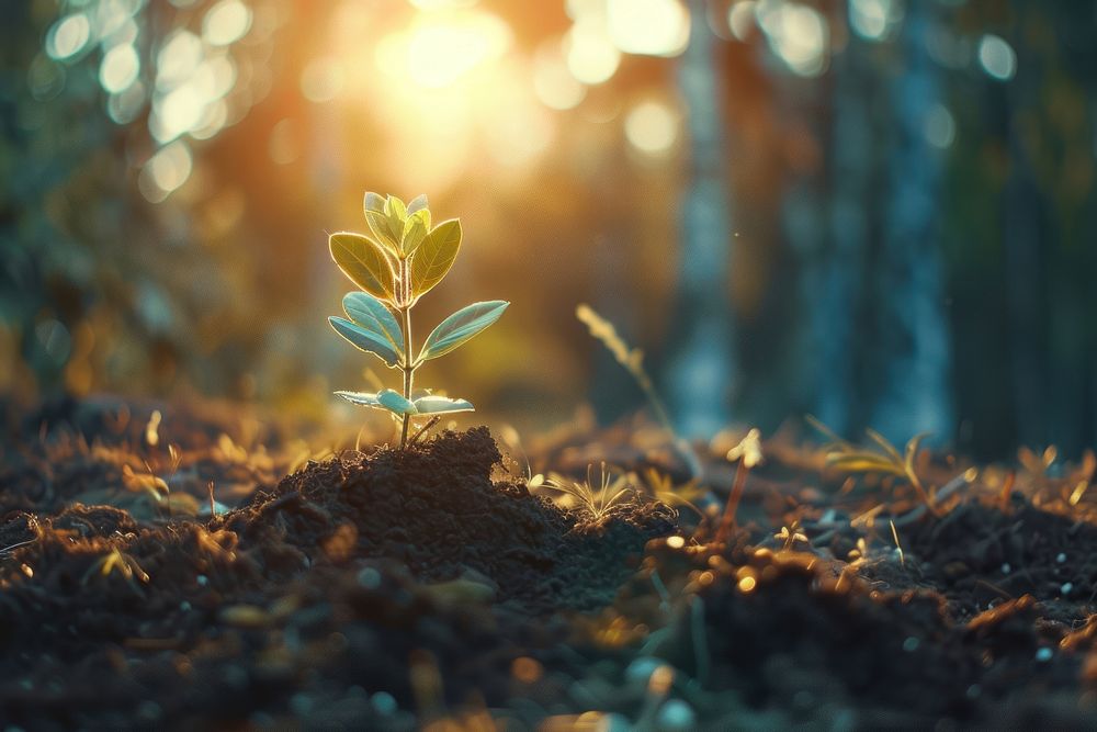 plant rising dirt landscape sunlight | Free Photo - rawpixel