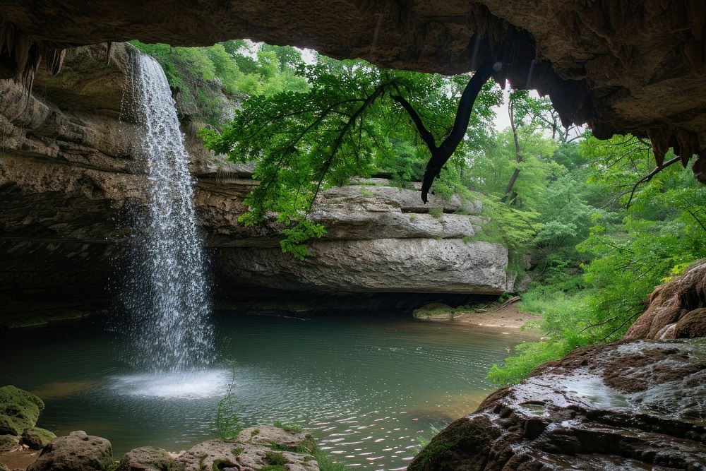 waterfall coming top cave wilderness | Premium Photo - rawpixel