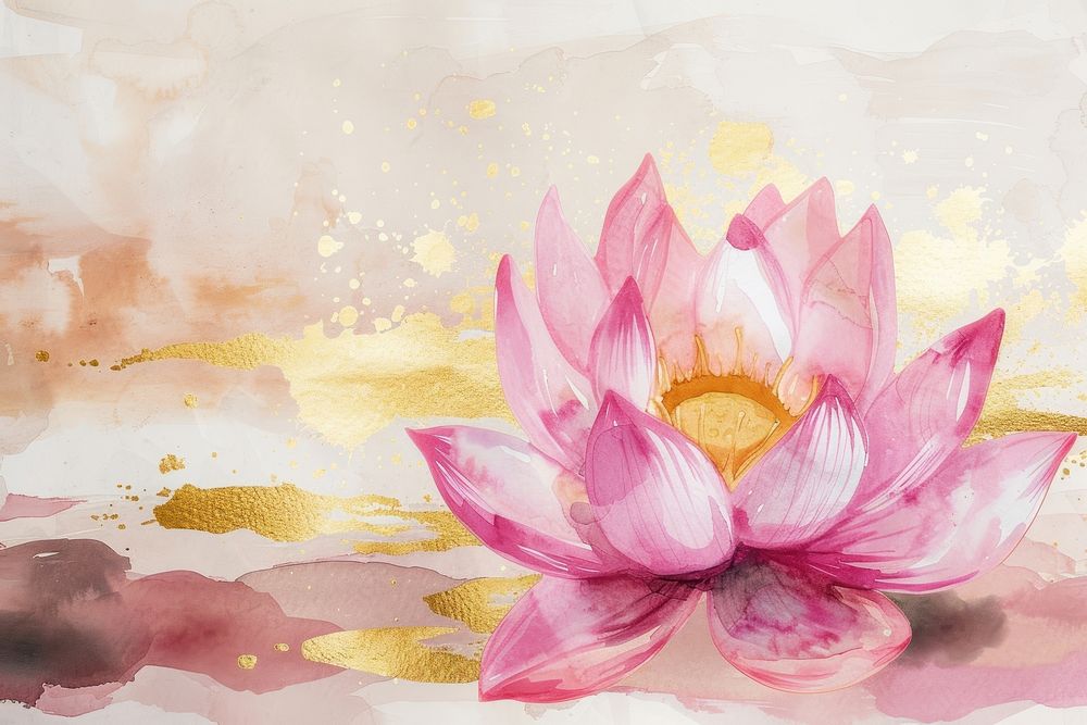 Pink lotus watercolor background painting | Premium Photo Illustration ...