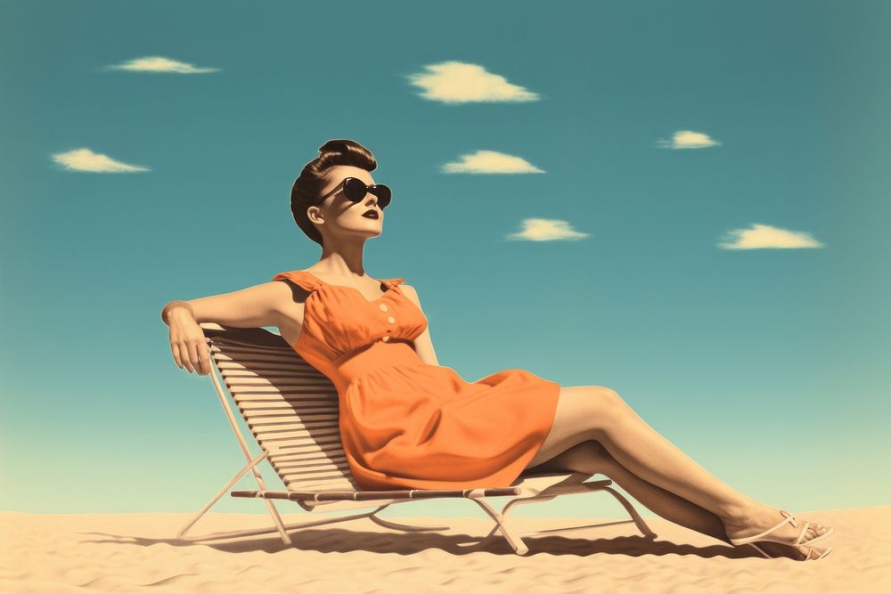 Sunbathing beach adult tranquility. | Free Photo Illustration - rawpixel