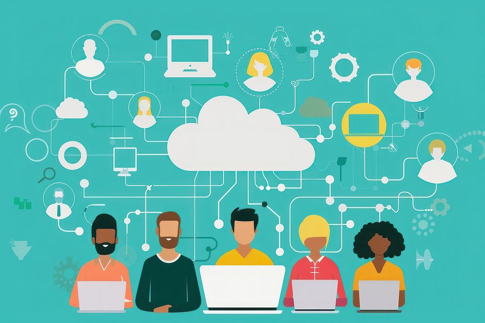 Cloud networking laptop people adult. | Free Photo Illustration - rawpixel