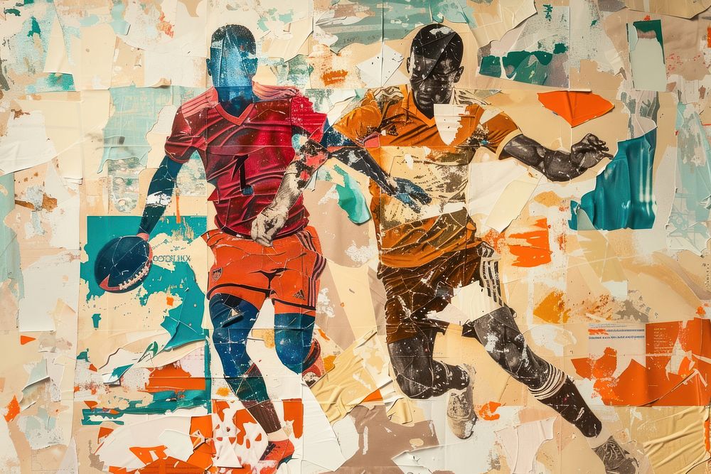 Football players collage art painting. | Premium Photo Illustration ...