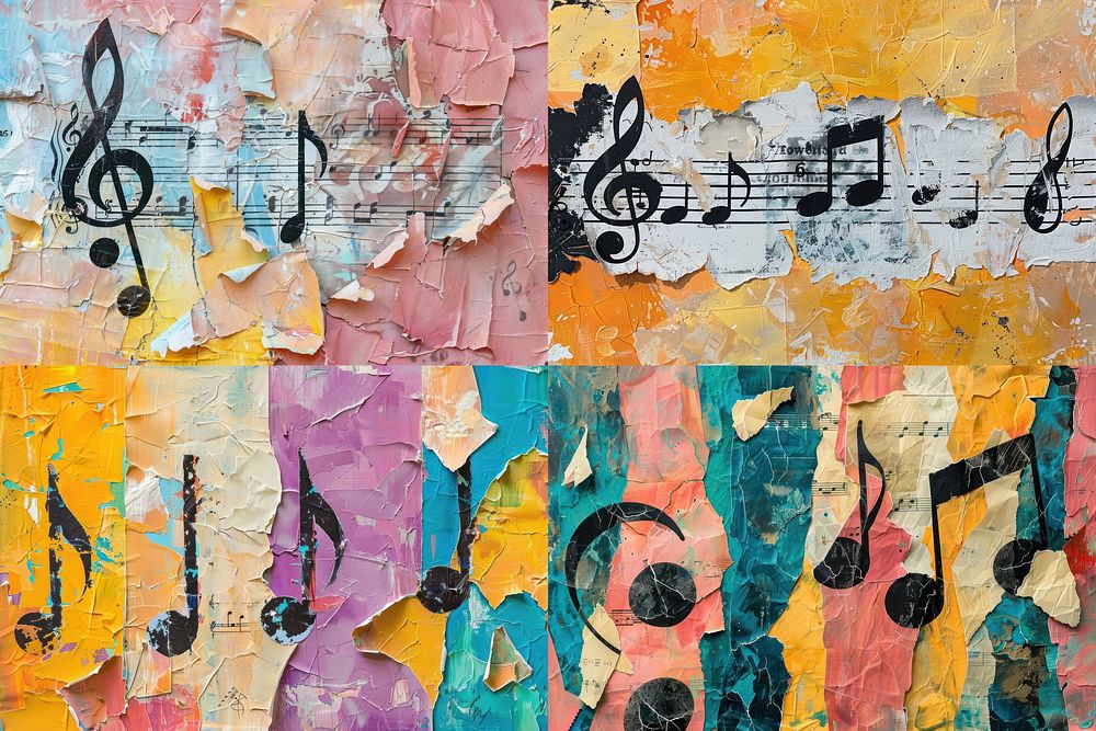 Music notes collage art abstract. | Free Photo Illustration - rawpixel