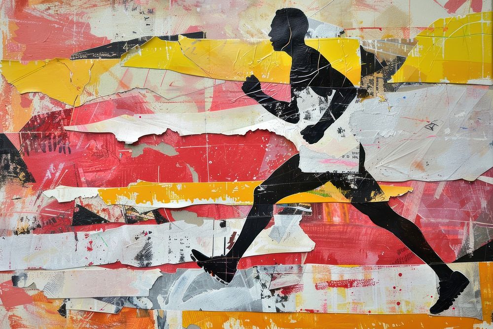 Running competition art painting collage. | Free Photo Illustration ...