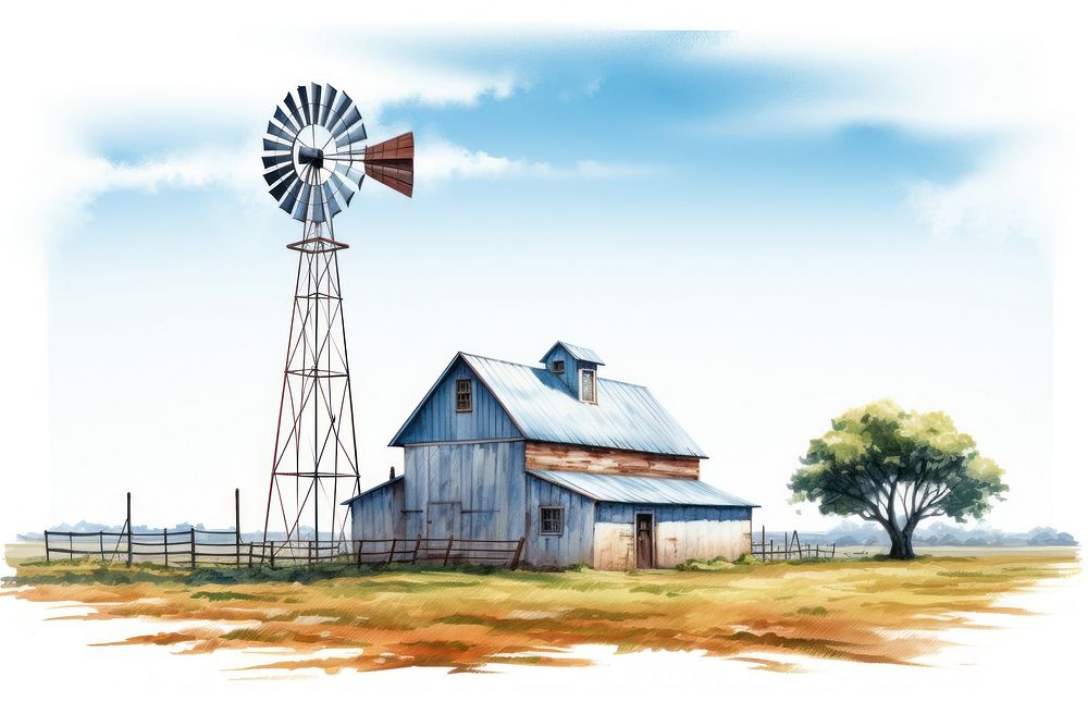 barn windmill architecture building outdoors. | Premium Photo ...