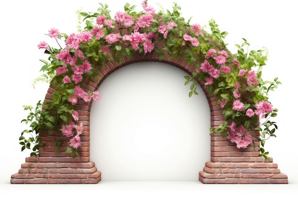 Brick wall flower arch architecture. | Premium Photo Illustration ...
