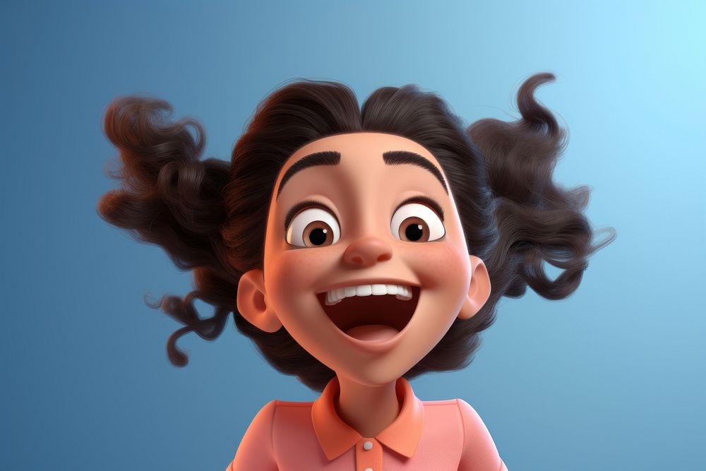 Happy girl laughing cartoon happiness | Free Photo Illustration - rawpixel