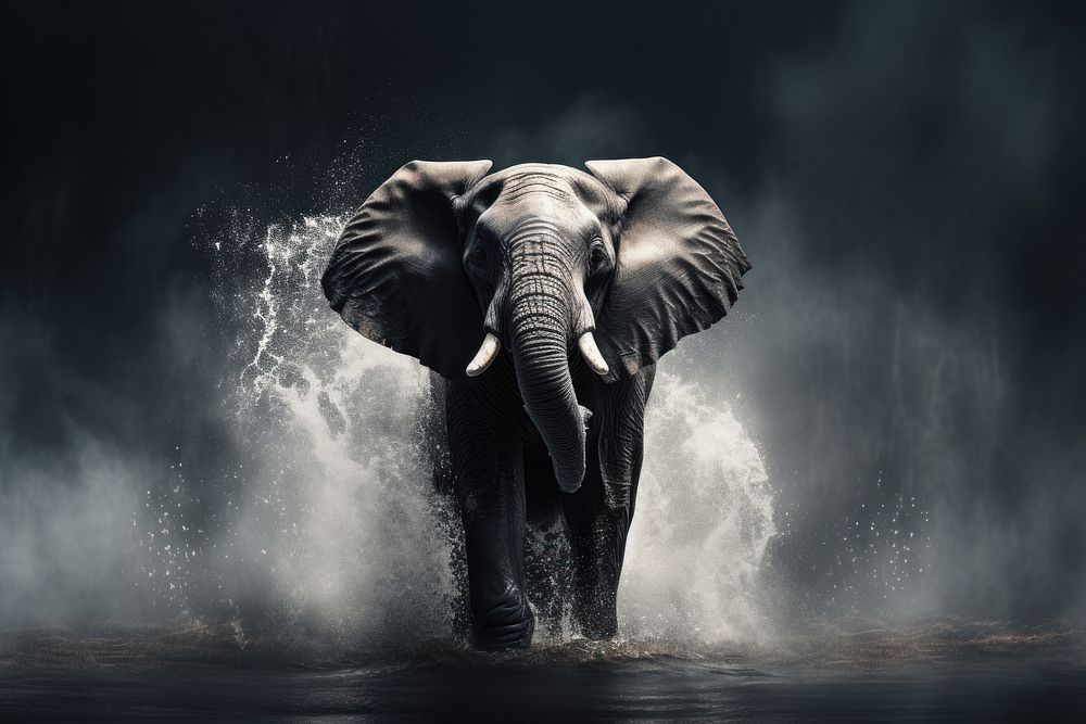 Elephant playing water fall wildlife | Premium Photo - rawpixel