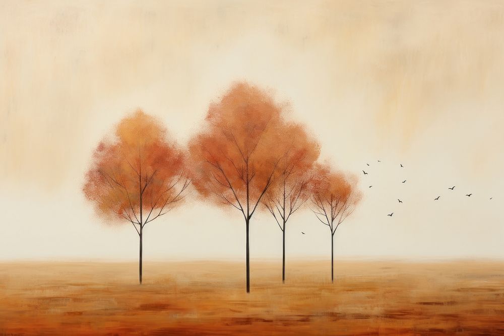 Minimal space Autumn trees painting | Premium Photo Illustration - rawpixel
