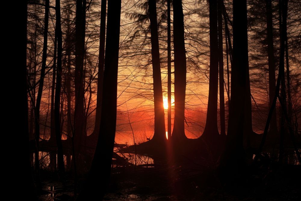 Landscape forest silhouette sunlight | Free Photo - rawpixel