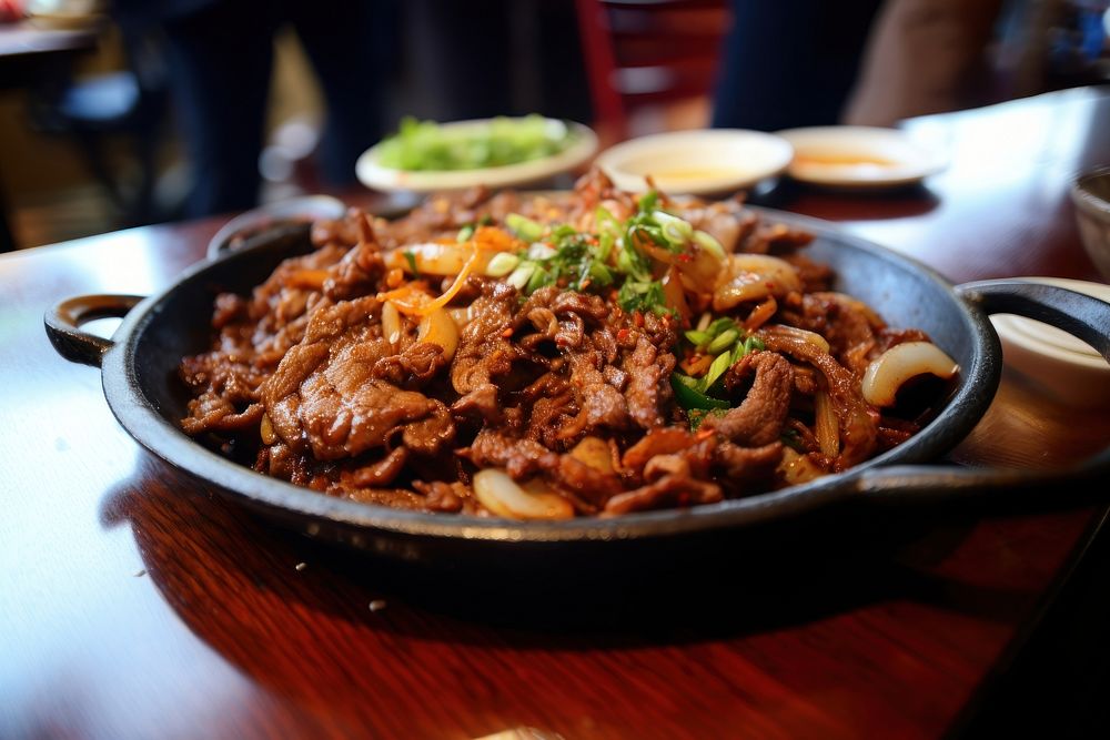 Bulgogi table plate meat. | Premium Photo - rawpixel