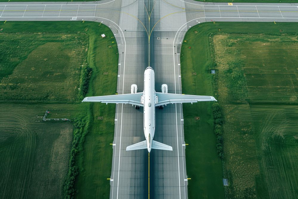 Aerial view airplane airport runway | Free Photo - rawpixel