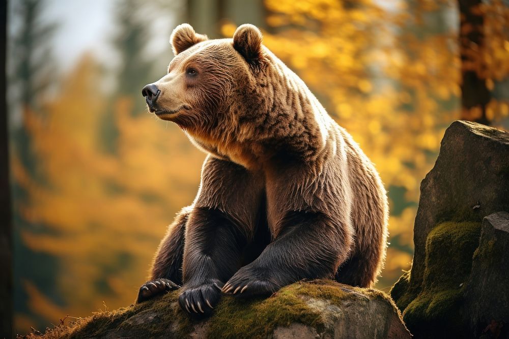 Large brown bear leaning wildlife | Premium Photo - rawpixel