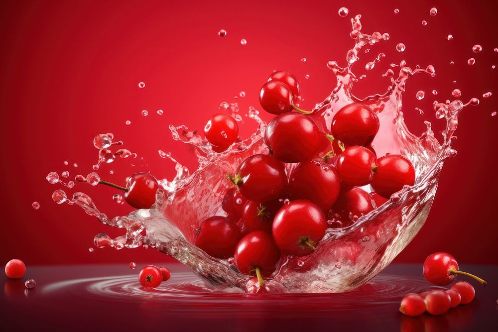 Cranberry juice fruit splashing cherry. | Premium Photo Illustration ...