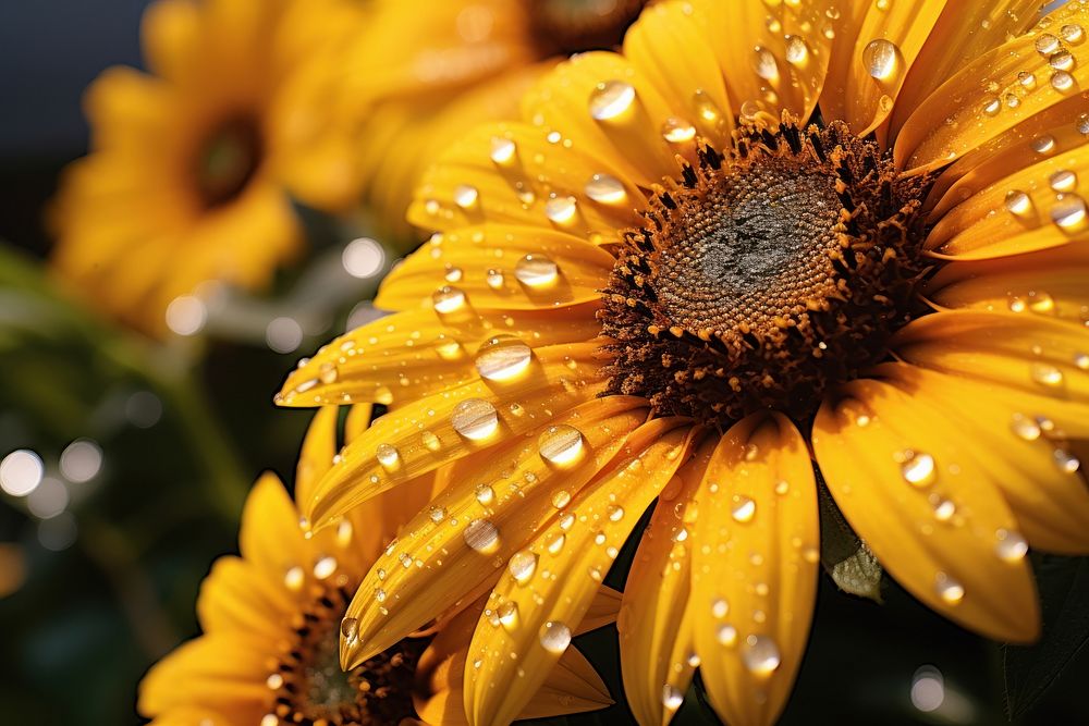 Sunflower dew petal plant drop. | Premium Photo - rawpixel
