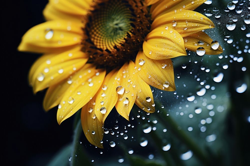 Sunflowers dew petal plant drop. | Premium Photo - rawpixel