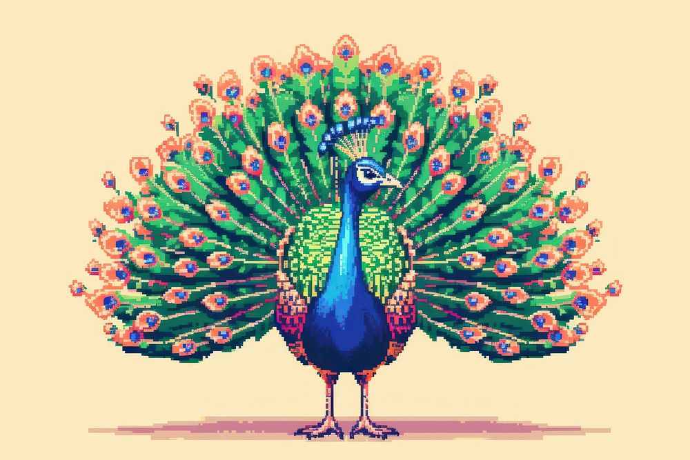 Peacock pixel animal bird creativity. | Premium Photo Illustration - rawpixel