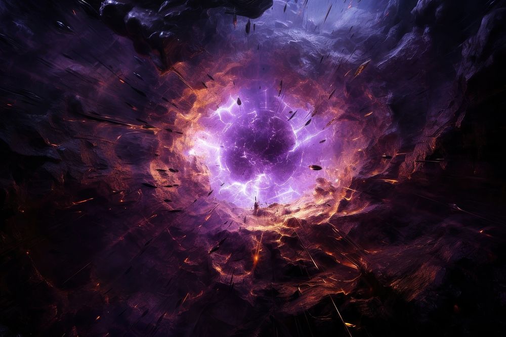 purple chaotic energy heavy explosion | Premium Photo Illustration ...