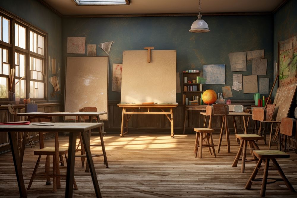 Art studio classroom architecture furniture. | Premium Photo ...