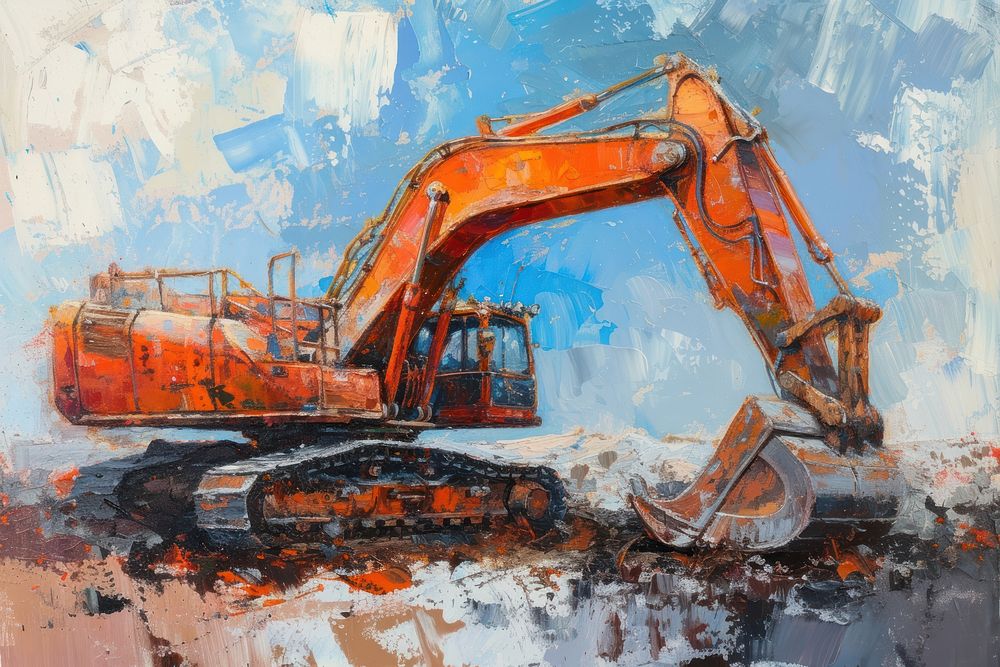 Excavator bulldozer painting vehicle. | Free Photo Illustration - rawpixel