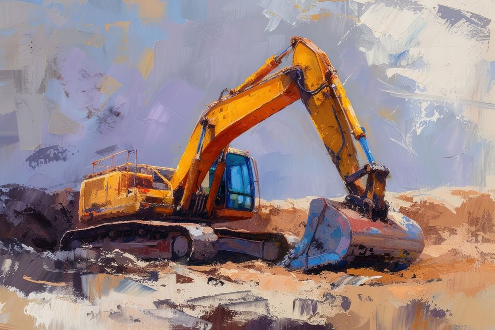 Excavator painting construction. | Premium Photo Illustration - rawpixel