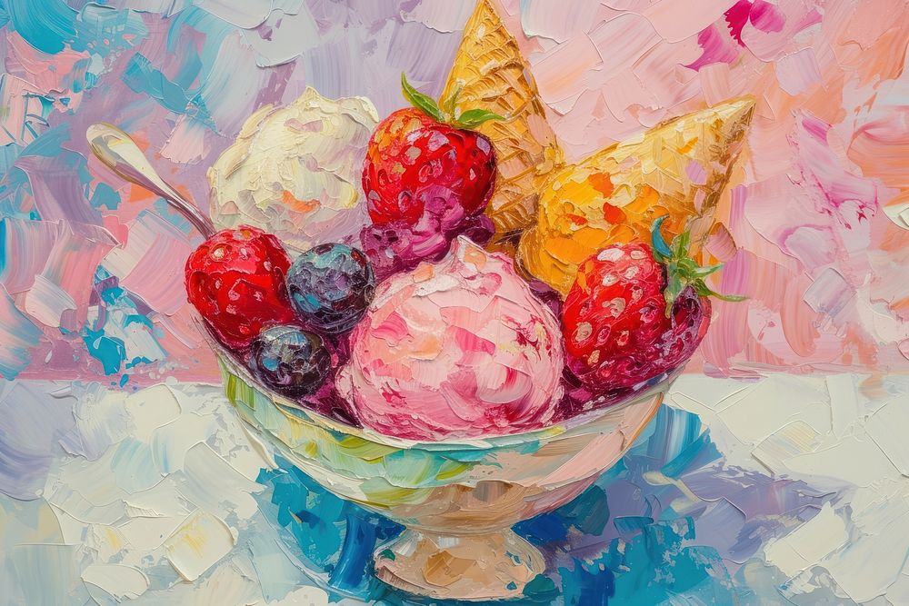 Ice cream painting dessert sundae. | Premium Photo Illustration - rawpixel