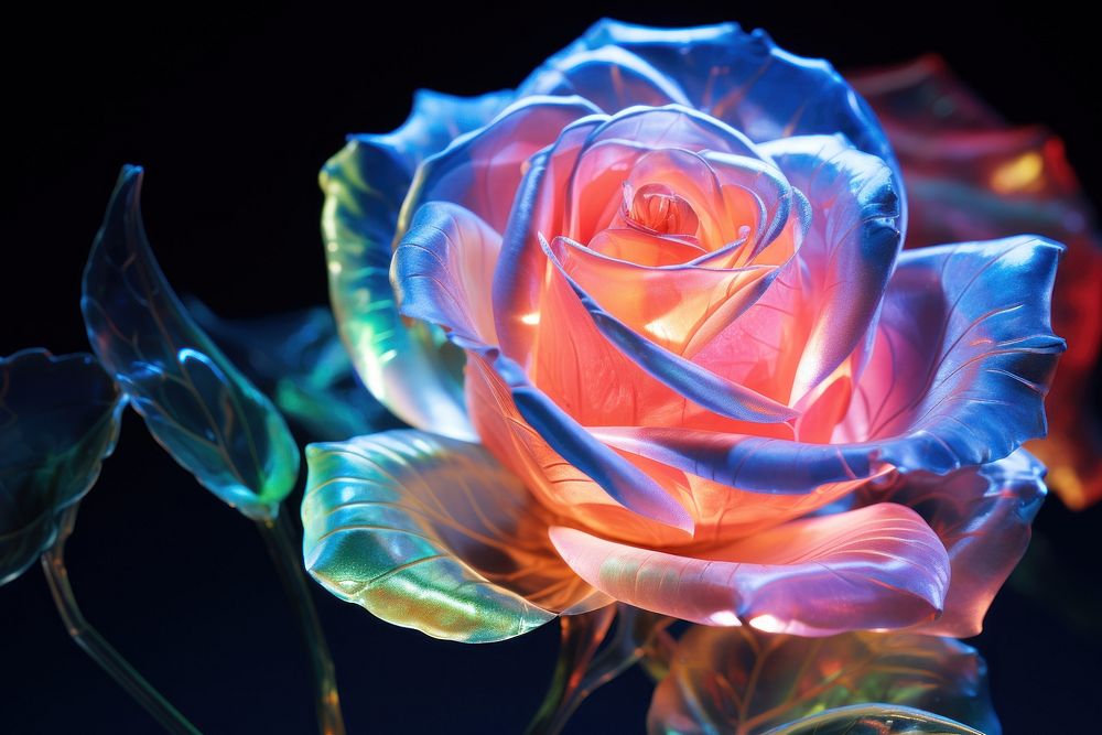 Neon rose flower plant inflorescence. | Premium Photo Illustration ...