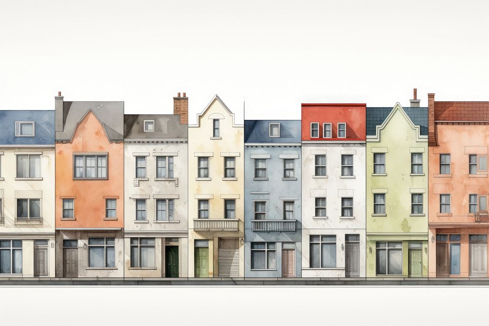 Architecture illustration contemporary rowhouses building | Premium ...