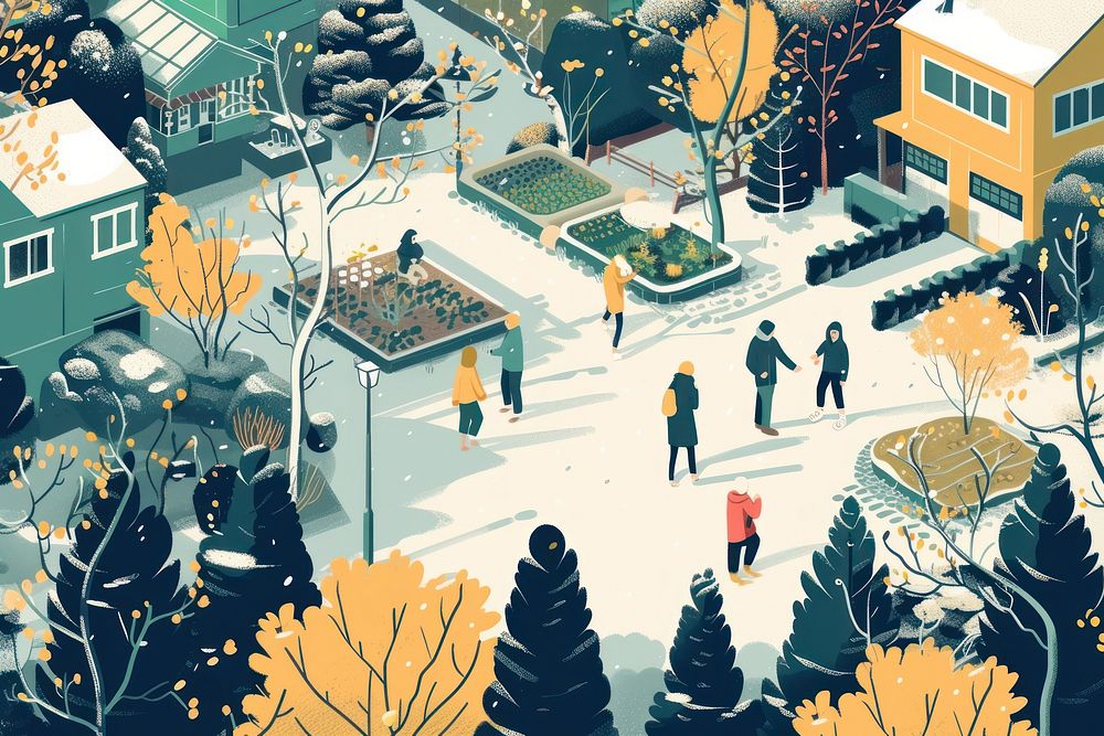 People community garden side city | Free Photo Illustration - rawpixel