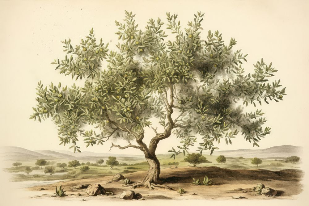 Olive tree outdoors painting drawing. | Free Photo Illustration - rawpixel
