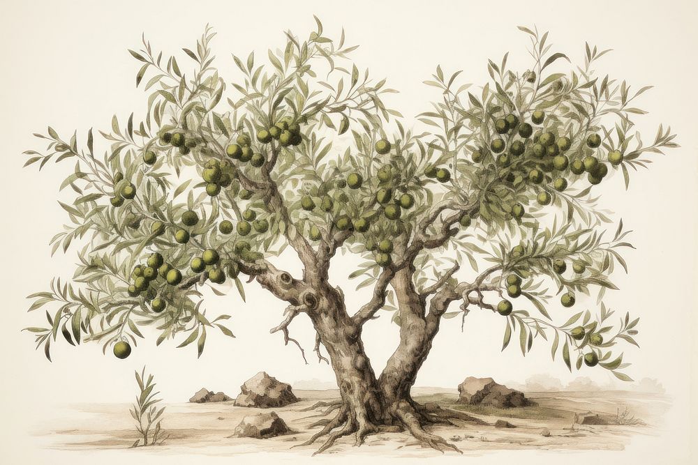 Olive tree drawing sketch plant. | Free Photo Illustration - rawpixel