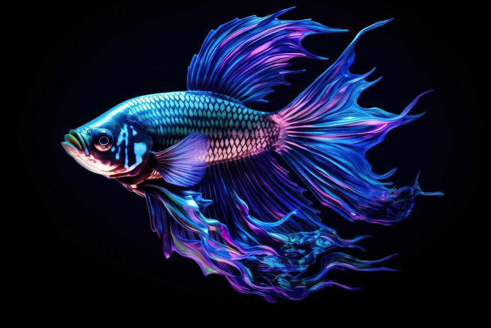 Fighting fish animal black background | Premium Photo Illustration ...