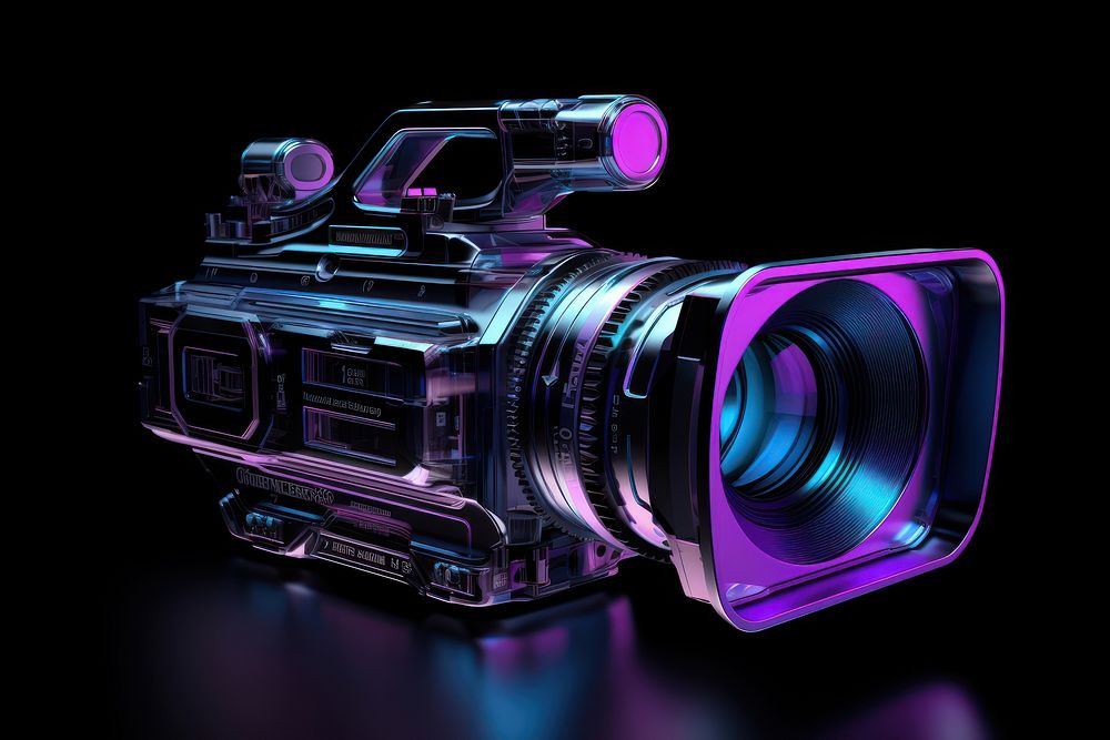 Professional video camera black background | Premium Photo Illustration ...