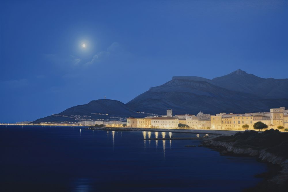 Mediterranean night architecture landscape. | Free Photo Illustration ...