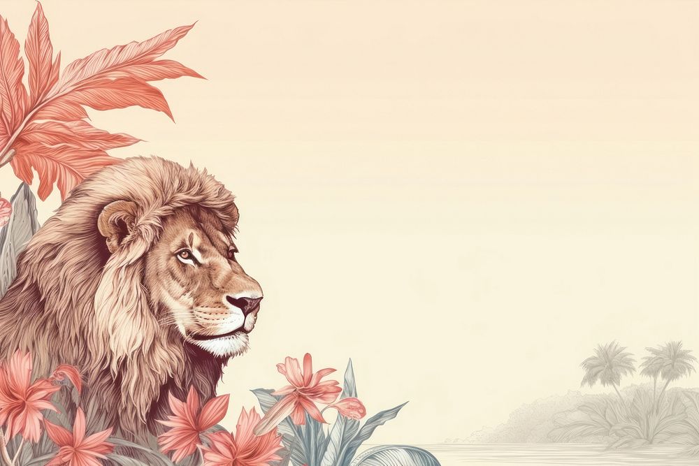 Lion palm tree sketch drawing | Free Photo Illustration - rawpixel