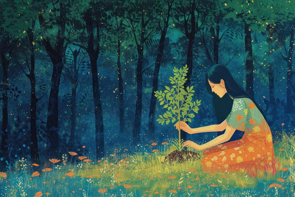 Women planting tree forest outdoors | Premium Photo Illustration - rawpixel