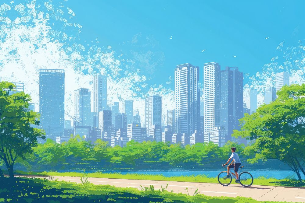 Cycling city architecture skyscraper. | Premium Photo Illustration ...