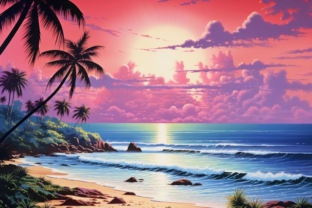 Airbrush art sky beach landscape | Premium Photo Illustration - rawpixel
