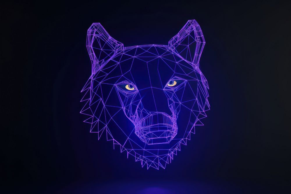 Neon wolf wireframe light illuminated | Premium Photo Illustration ...