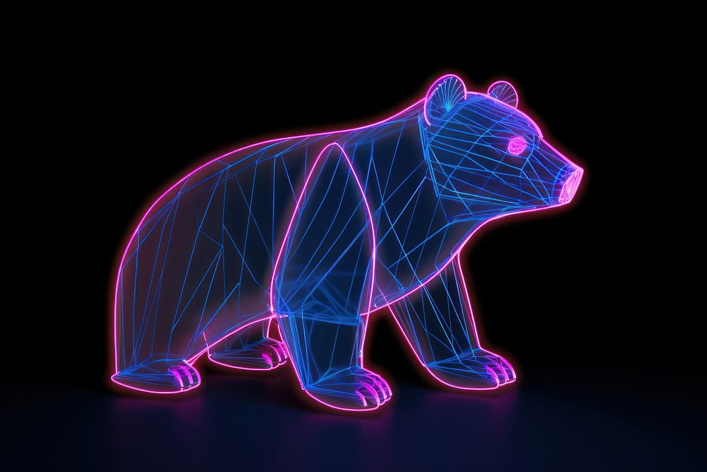Neon bear wireframe light neon | Free Photo Illustration - rawpixel