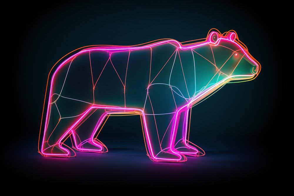 Neon bear wireframe neon purple | Free Photo Illustration - rawpixel