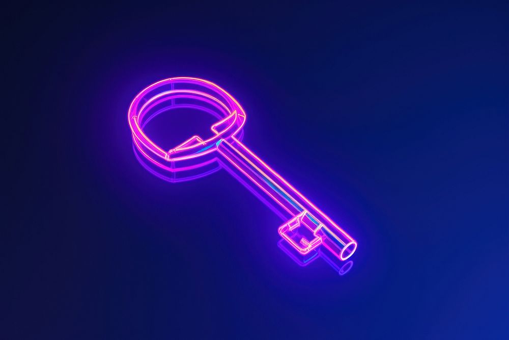 Neon key wireframe light night | Free Photo Illustration - rawpixel
