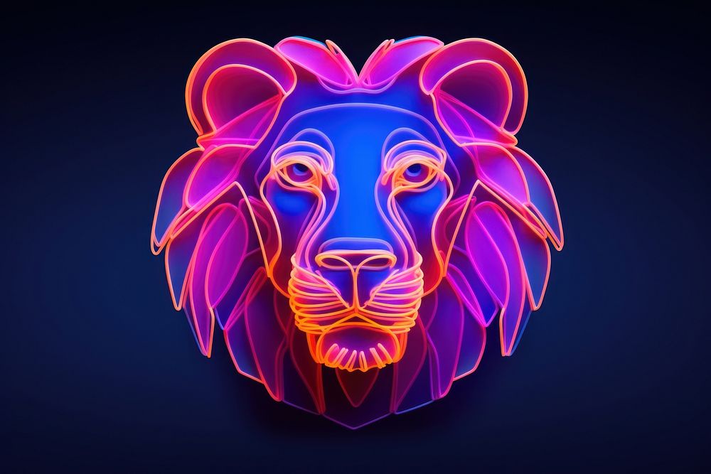 Neon lion wireframe pattern purple | Free Photo Illustration - rawpixel