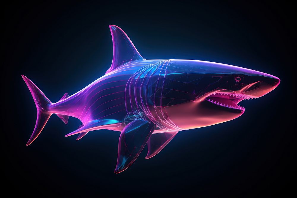 Neon shark wireframe animal fish | Free Photo Illustration - rawpixel