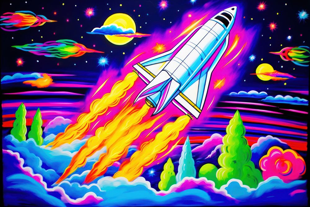 Flying rocket aircraft painting vehicle | Free Photo Illustration ...